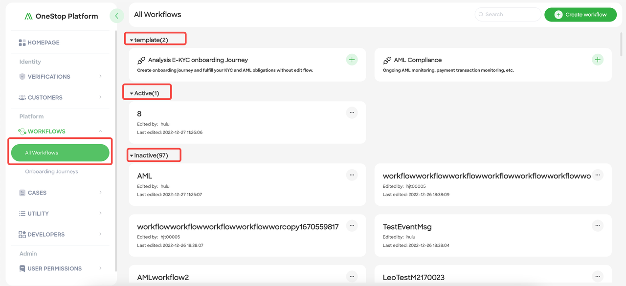 OSP - Workflow - Workflow list – ADVANCE.AI